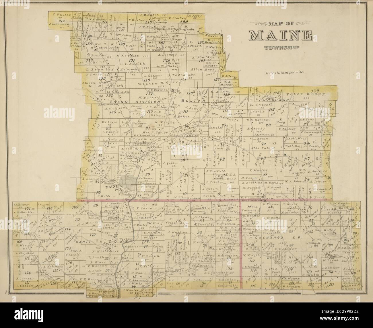 Map of Maine Township 1876 Stock Photo - Alamy