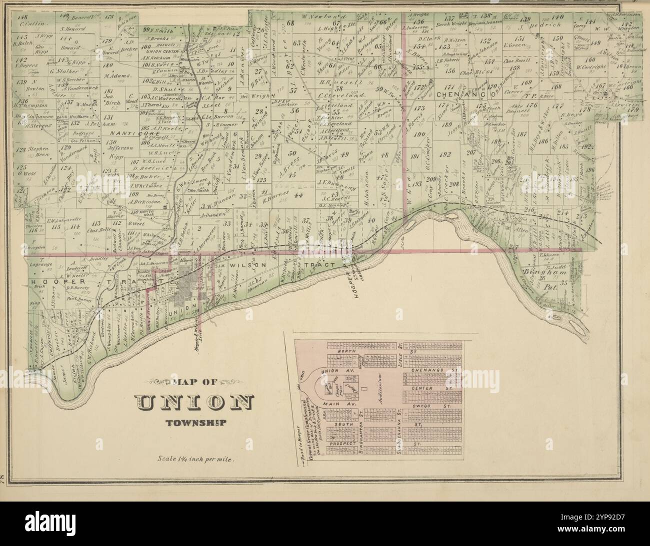 Map of Union Township; Carmal Grove Campground [Village] 1876 Stock Photo - Alamy