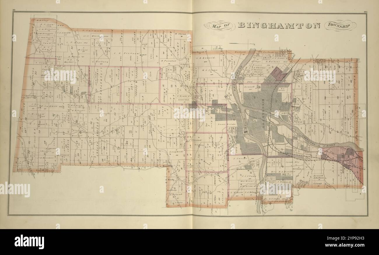 Map of Binghamton Township 1876 Stock Photo - Alamy