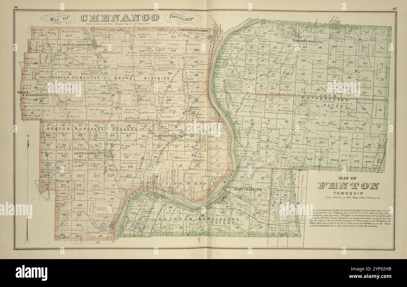 Map of Chenango Township, Map of Fenton Township 1876 Stock Photo - Alamy