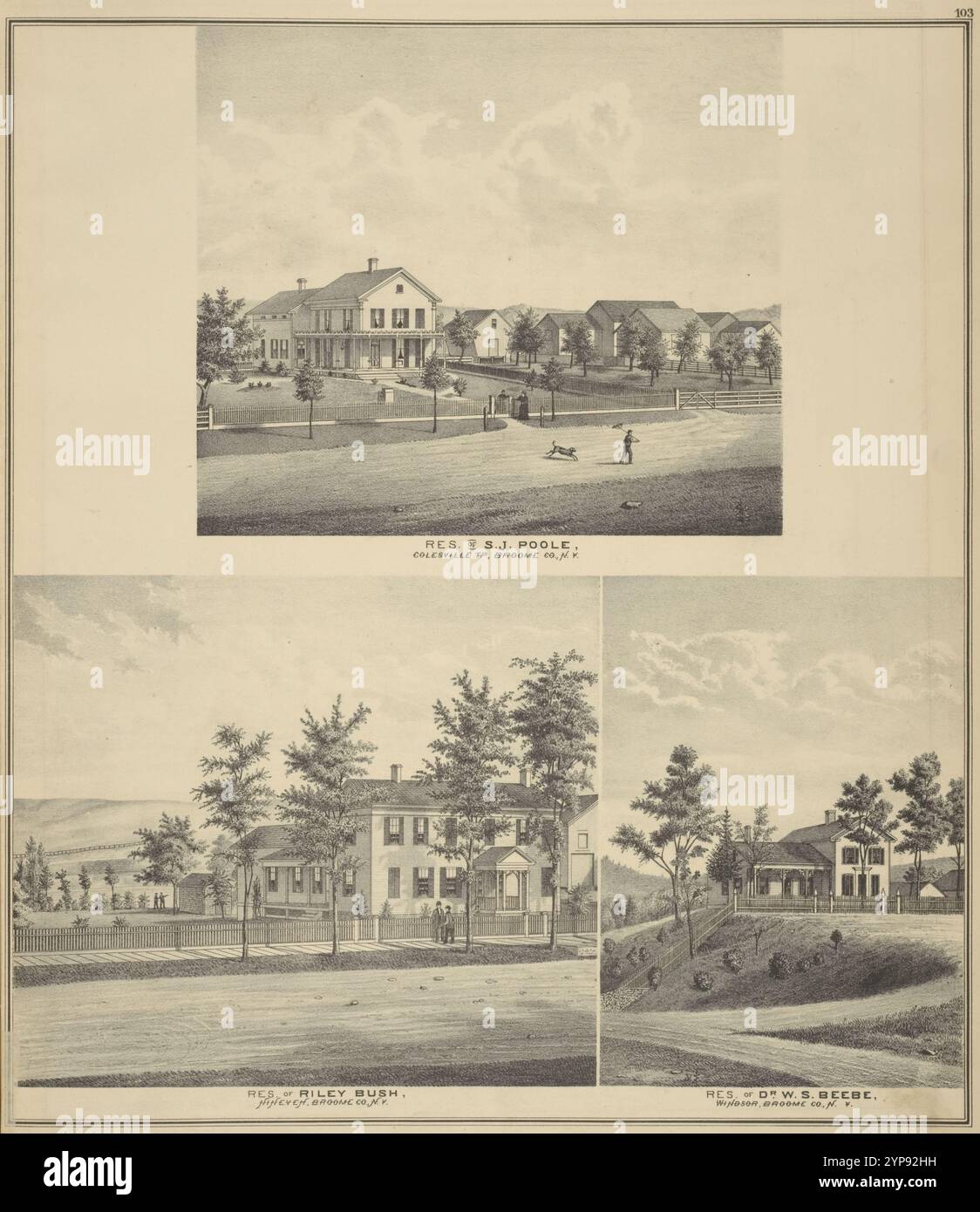 Res. of S.J. Poole, Colesville TP, Broome Co., N.Y.; Res. of Riley Bush ...