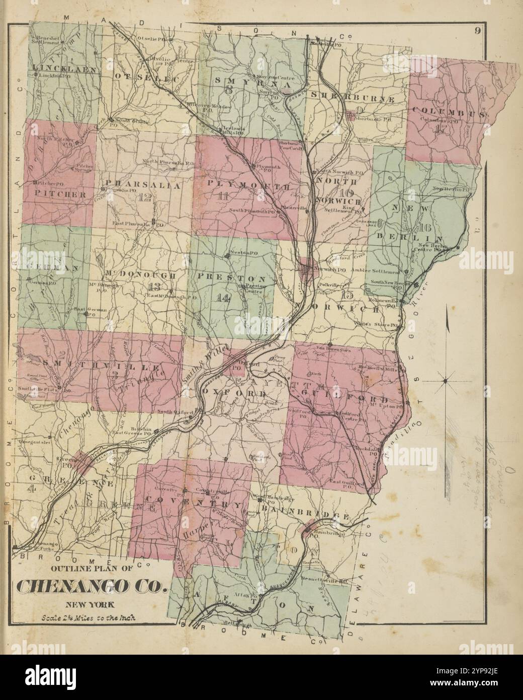 Chenango outline map hi-res stock photography and images - Alamy