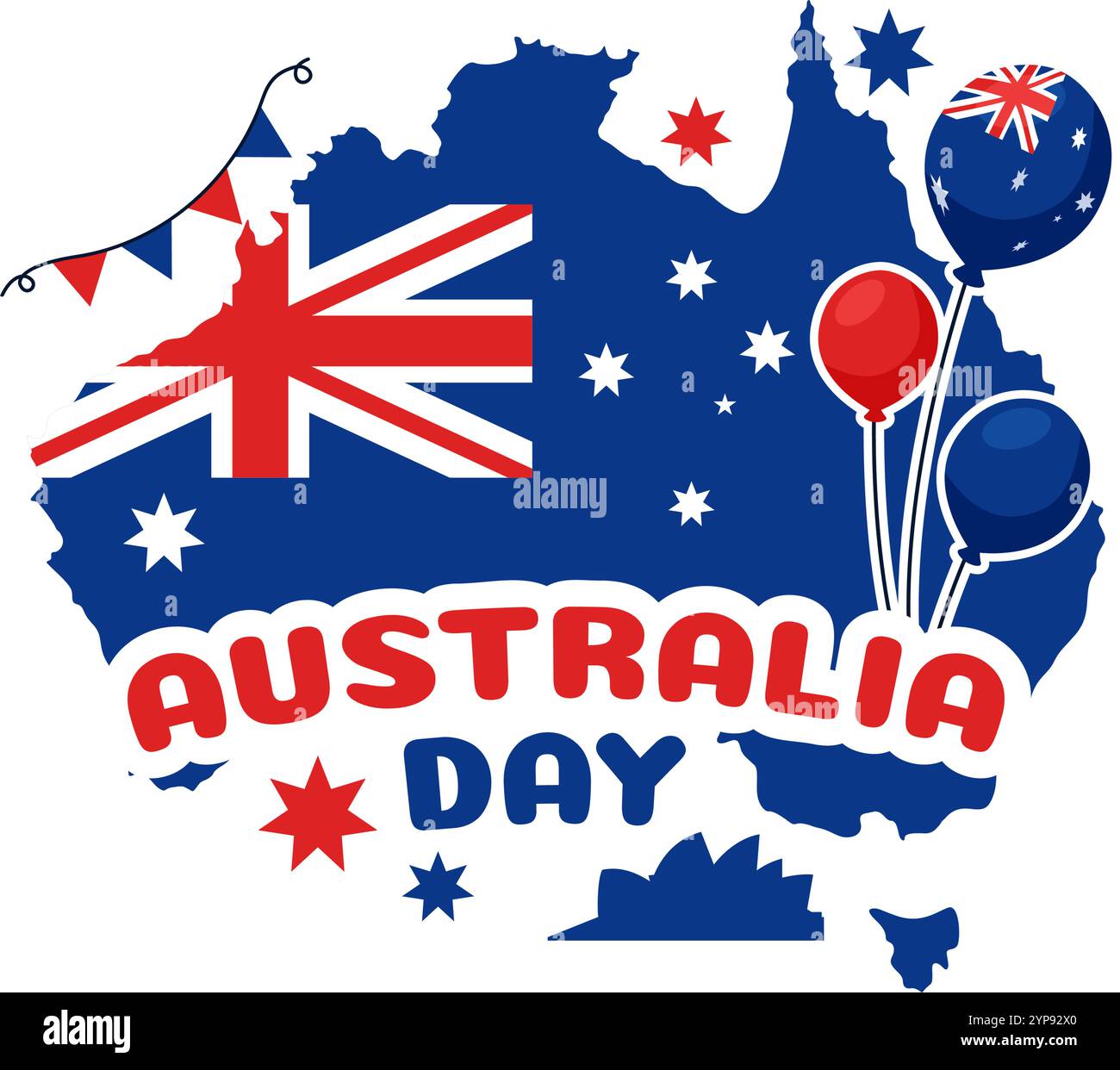 Happy Australia Day Vector Illustration Celebrating 26 January ...