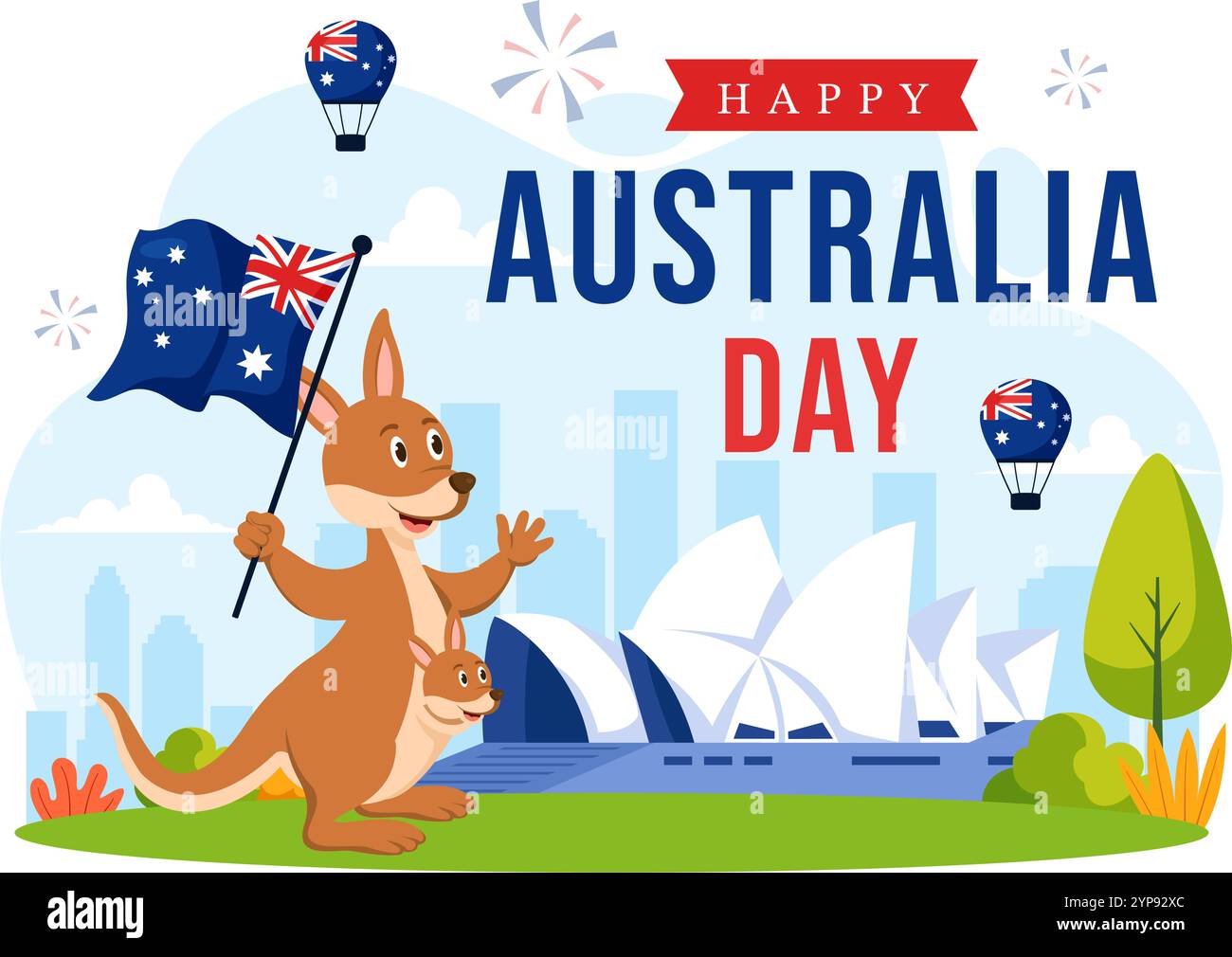 Happy Australia Day Vector Illustration Celebrating 26 January ...