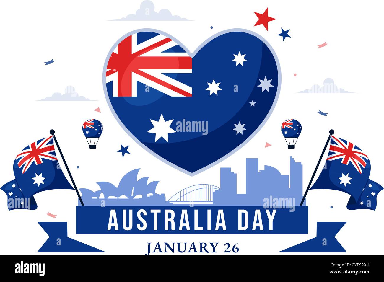 Happy Australia Day Vector Illustration Celebrating 26 January ...