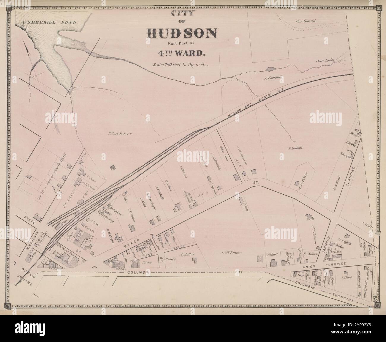 City of Hudson East Part of 4th Ward [Township] 1873 by D.G. Beers & Co ...