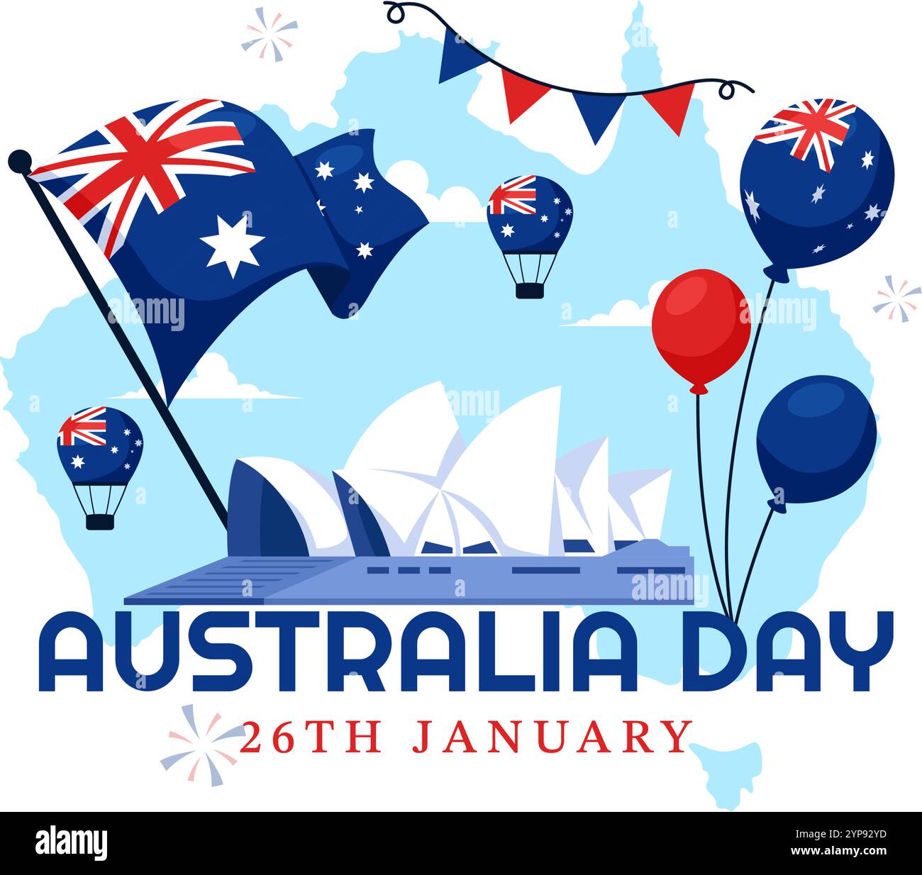 Happy Australia Day Vector Illustration Celebrating 26 January ...