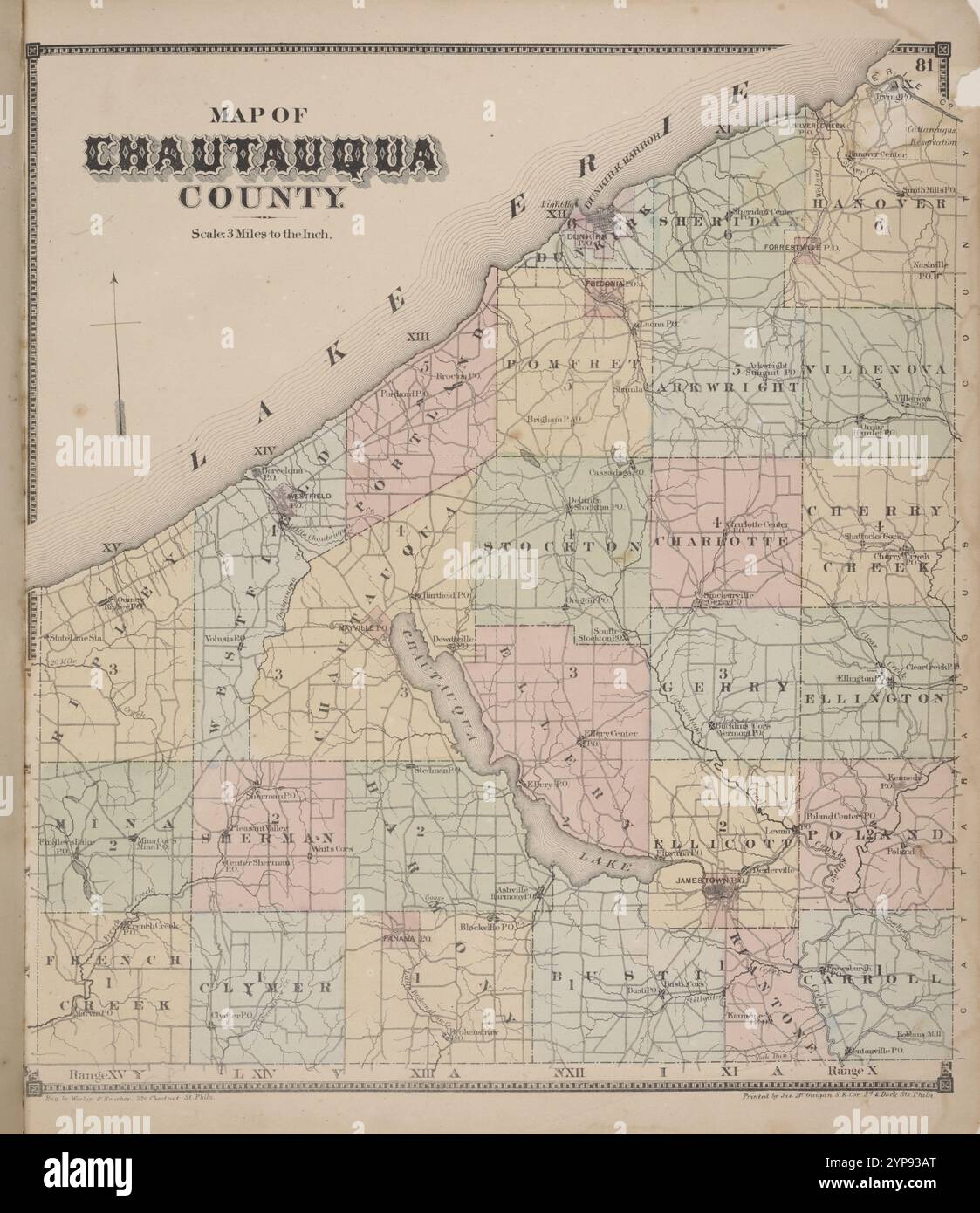 Map of Chautauqua County 1867 Stock Photo - Alamy