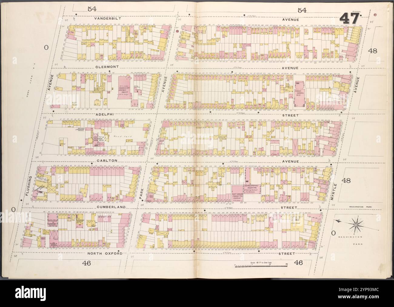 Brooklyn V. 2, Double Page Plate No. 47 [Map bounded by Vanderbilt Ave ...