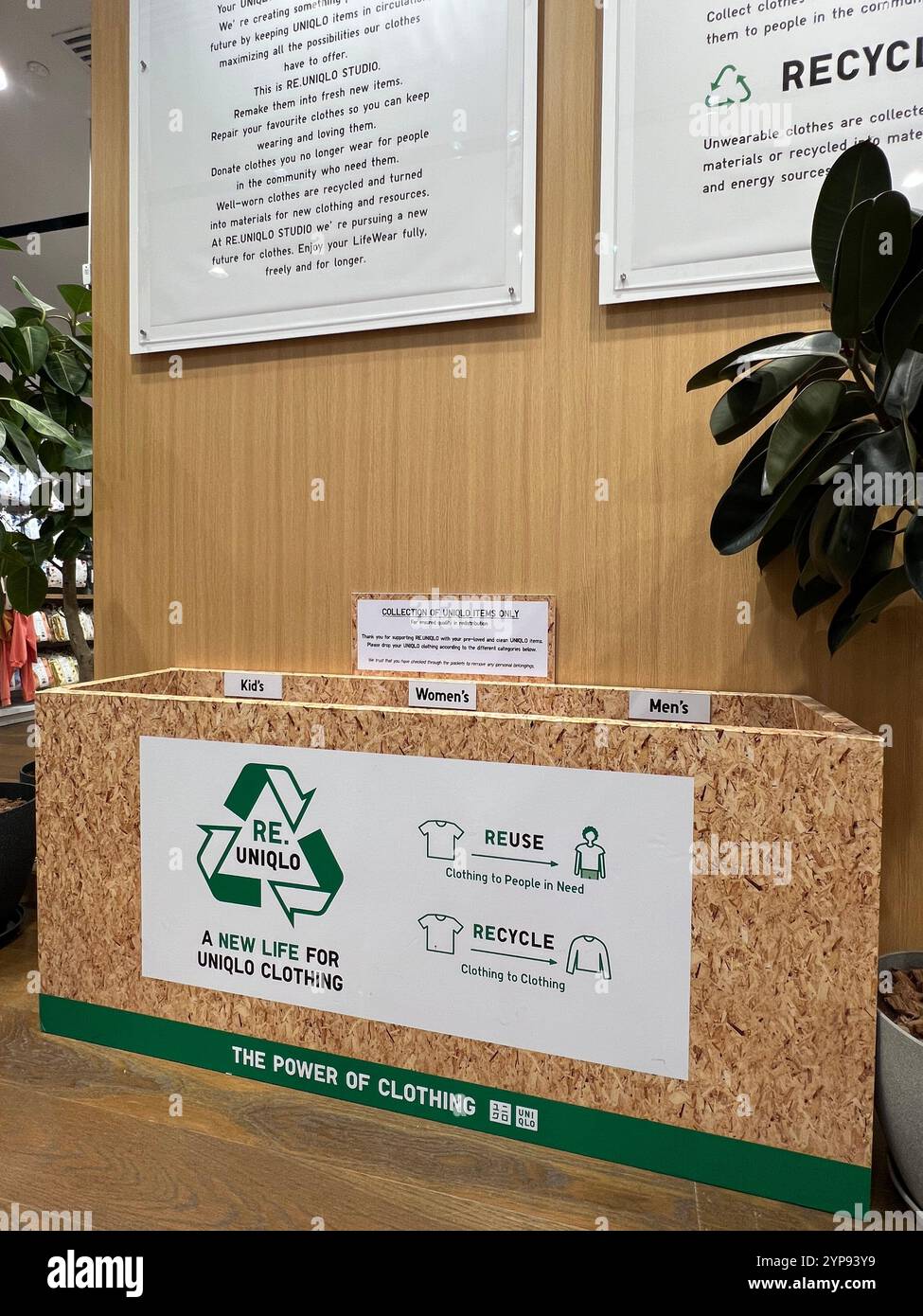 Uniqlo offers a recycle box recycling their old clothes, eco-friendly ...