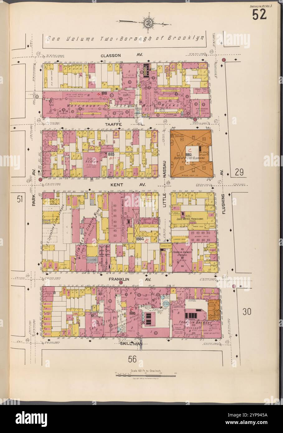 Brooklyn V. 3, Plate No. 52 [Map bounded by Classon Ave., Flushing Ave ...