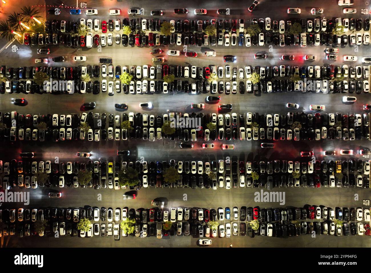 An aerial view shows a packed parking lot at Citadel Outlets in ...