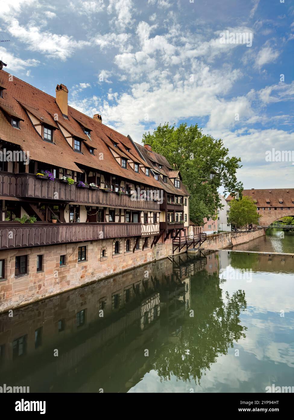Nuremberg, Germany - July 24, 2023: picturesque buildings near Pegnitz ...