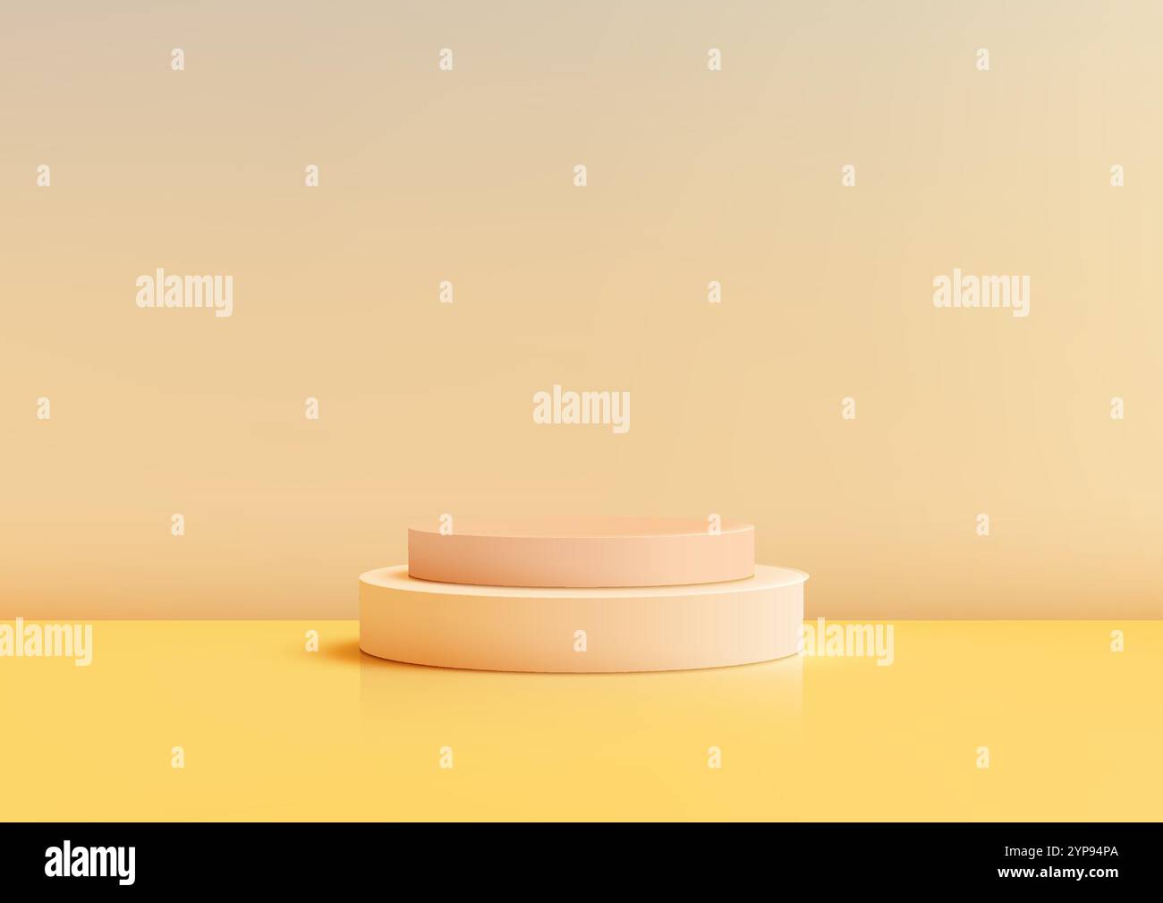 3D circular yellow podiums on a smooth yellow gradient floor and wall ...
