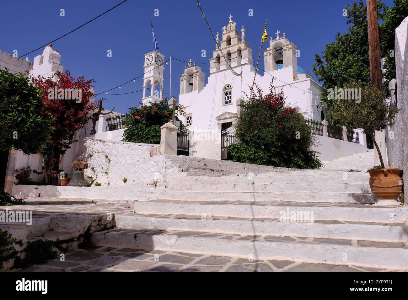 Naxos: Eglise de la Vierge de Filoti church with steps and ...
