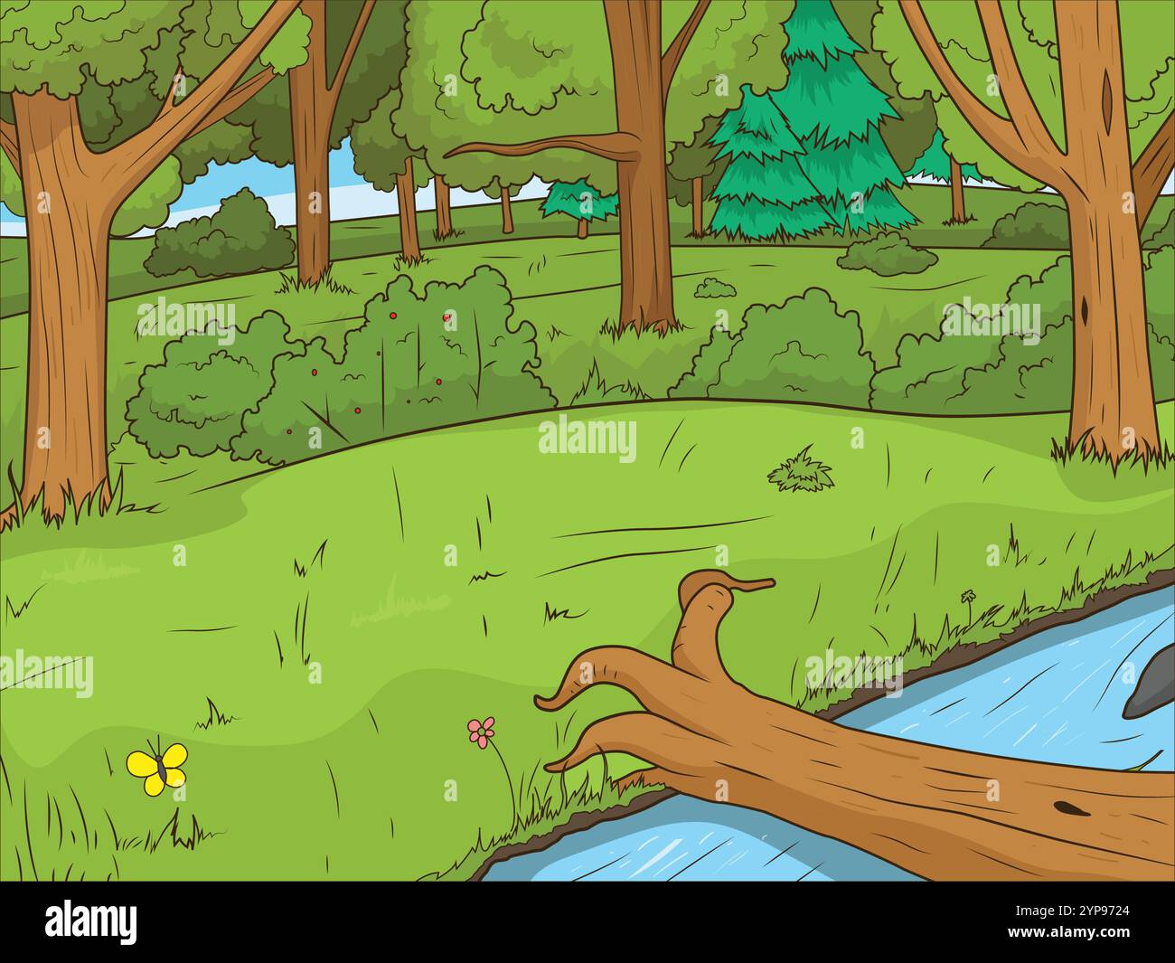 Trees forest cartoon coloring book Stock Vector Images - Alamy