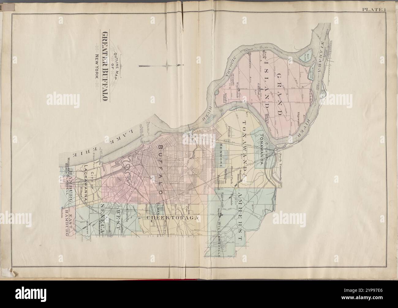 Buffalo, V. 3, Double Page Plate No.1 [Map of outline Greater Buffalo ...