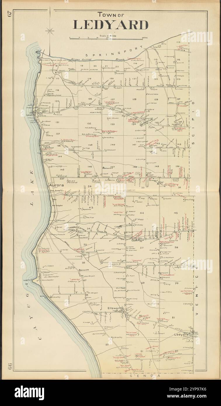 Cayuga County, Left Page [Map of town of Ledyard] 1904 Stock Photo - Alamy