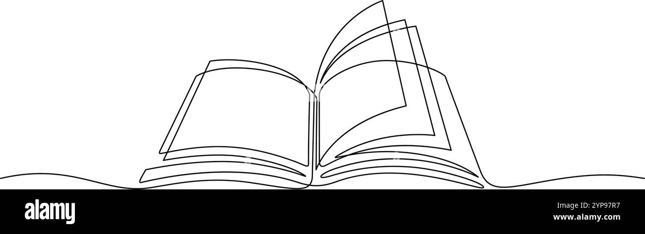 book opening pages one line drawing minimalist art education concept ...