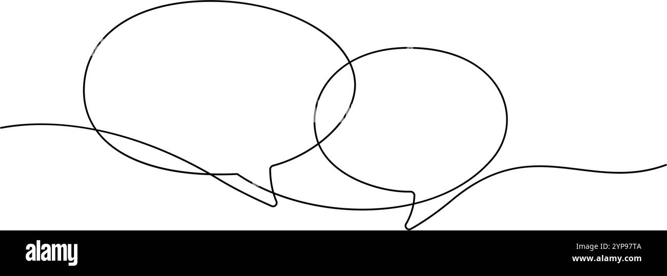 Speech Bubble Chatting Message In One Line Drawing Continuous Minimalist Thin Linear Vector