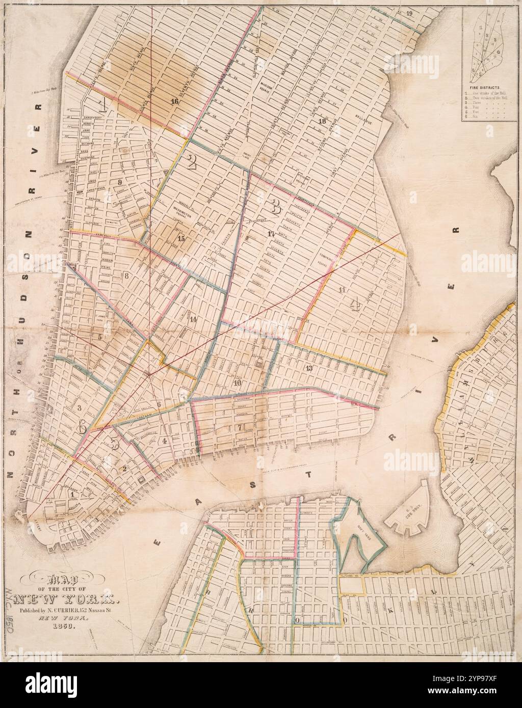 Map of the city of New York. 1850 Stock Photo - Alamy