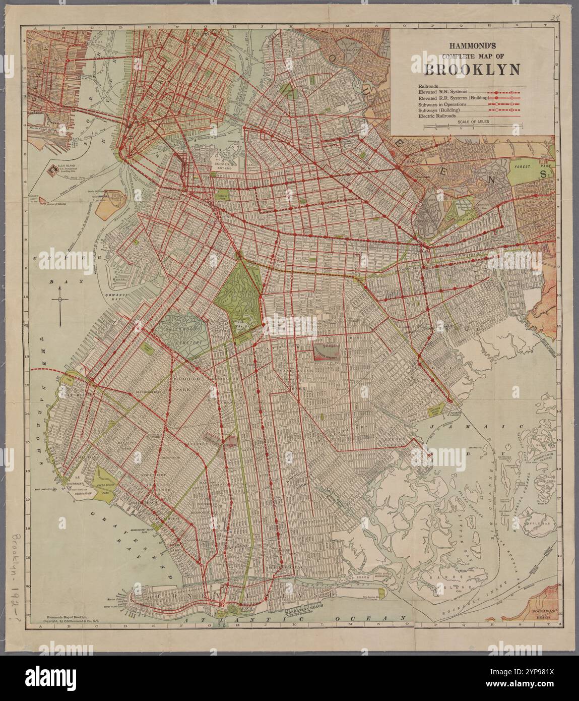 Hammond's complete map of Brooklyn 1920 - 1929 by C.S. Hammond ...