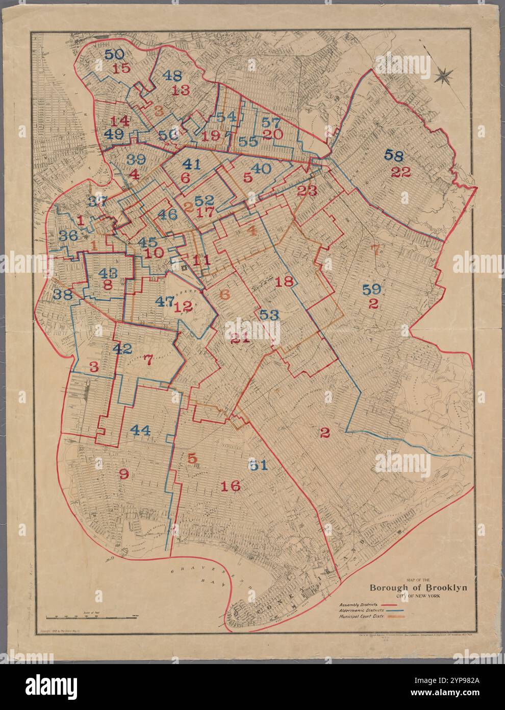Map of the borough of Brooklyn, City of New York : [showing assembly, aldermanic, and municipal ...