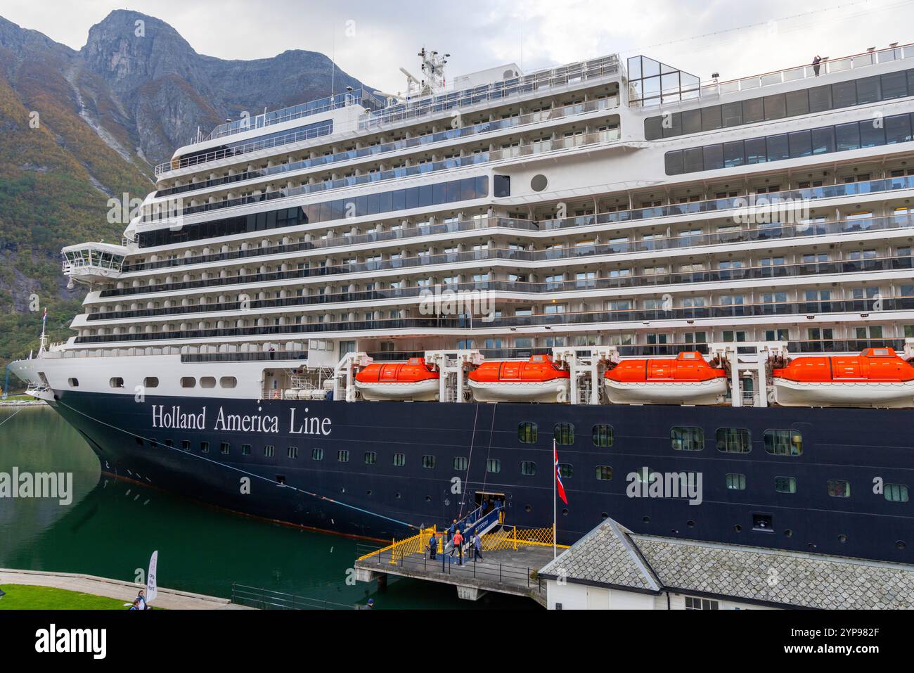 Cruise ship Holland America Line MS Rotterdam in port Eidfjord village ...