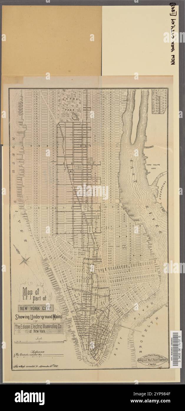 Map of part of New York City : showing underground mains of The Edison ...