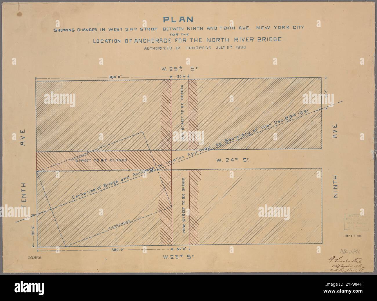 Plan showing changes in West 24th Street beween Ninth and Tenth Ave ...