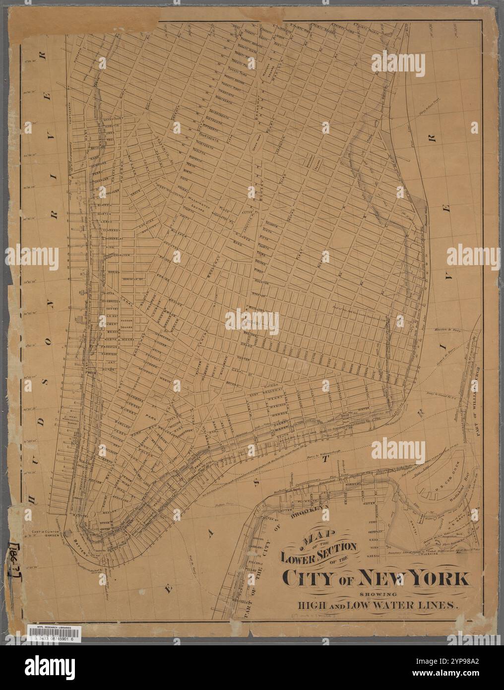 Map of the lower section of the City of New York : showing high and low ...
