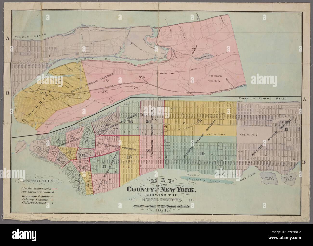 Map of the County of New York : showing the School Districts and the ...
