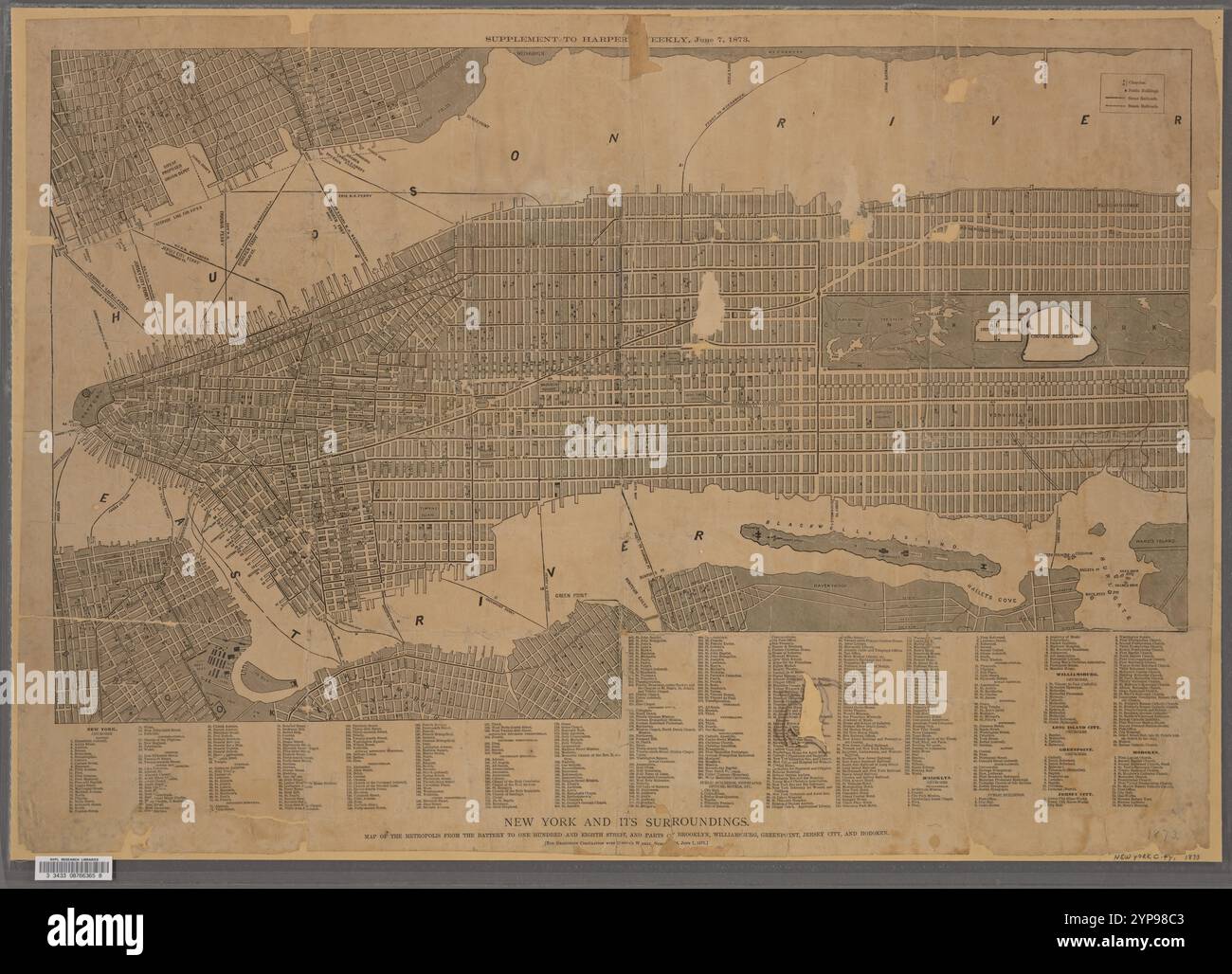 New York and its surroundings : map of the metropolis from the Battery ...