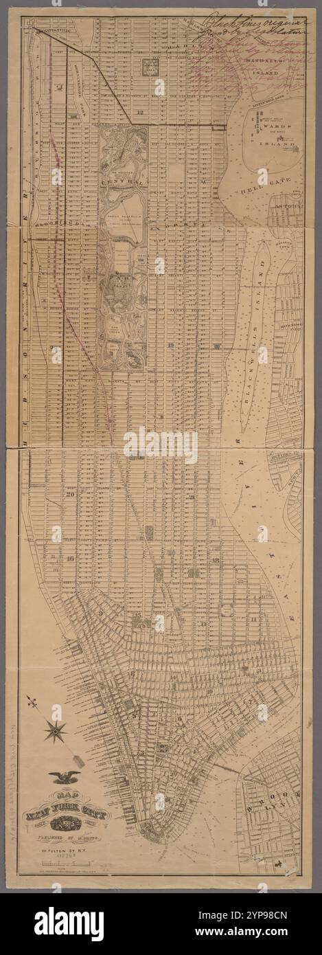 Map of New York City south of 132d St. 1876 Stock Photo - Alamy