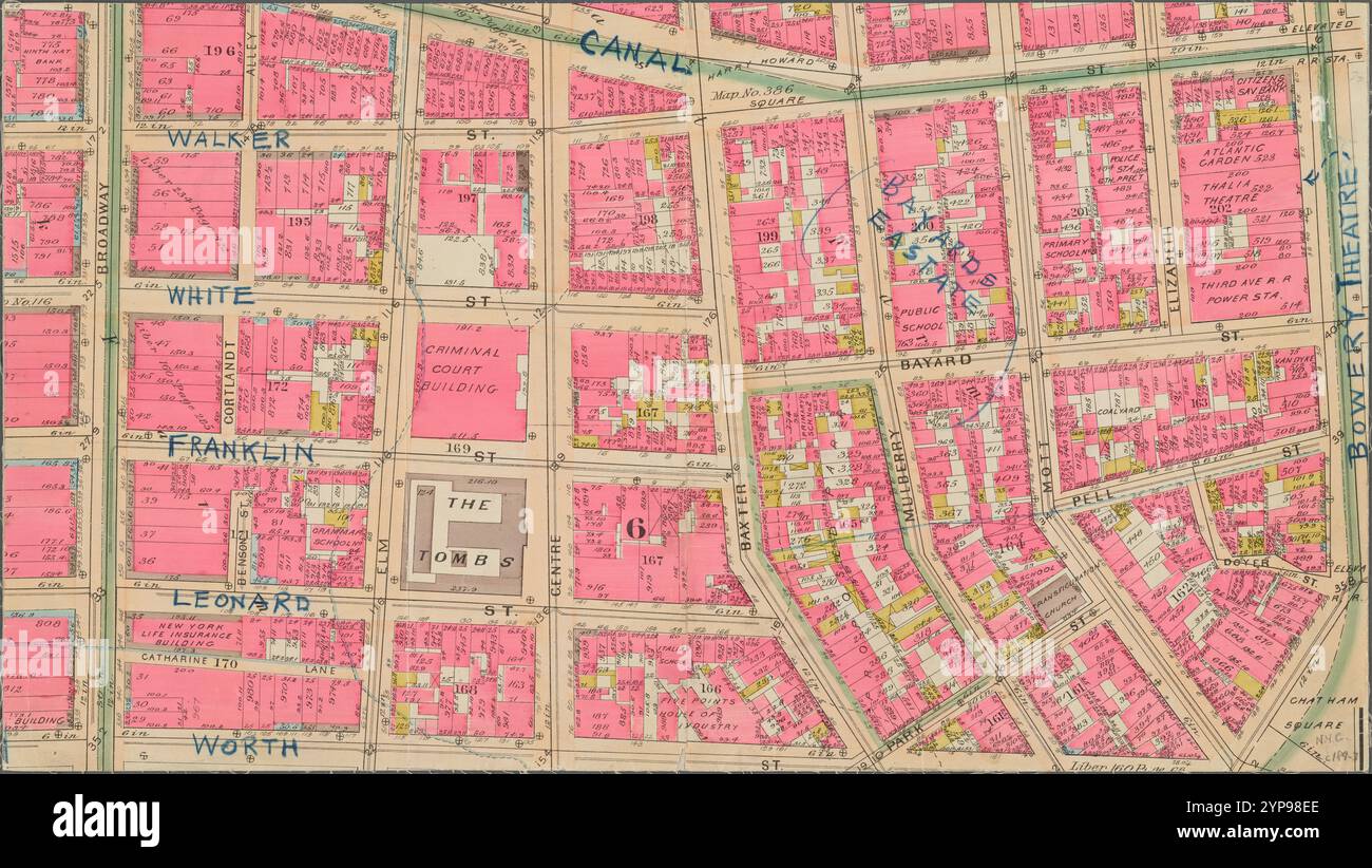 Mulberry Bend District. Map bounded by Canal St., Worth St., Broadway ...