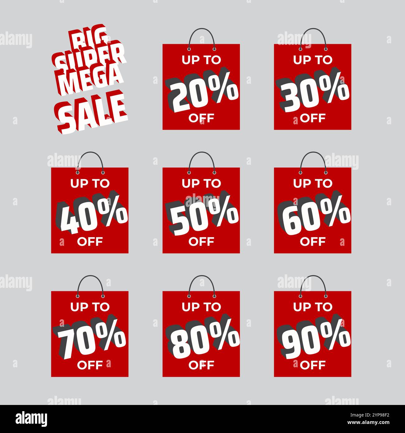 Sticker set sale. Discount percentage sticker. Price tag bag. Up to ...