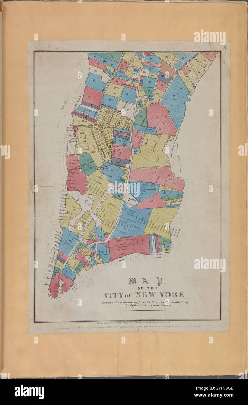 Map of the City of New York showing the original high water line and ...