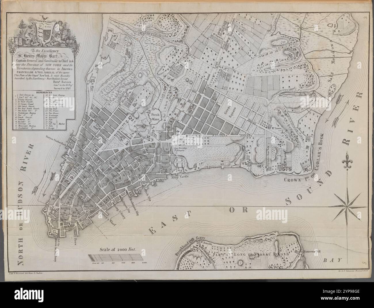 Plan of the City of New York. Surveyed in 1767 1854 by Valentine, D. T ...