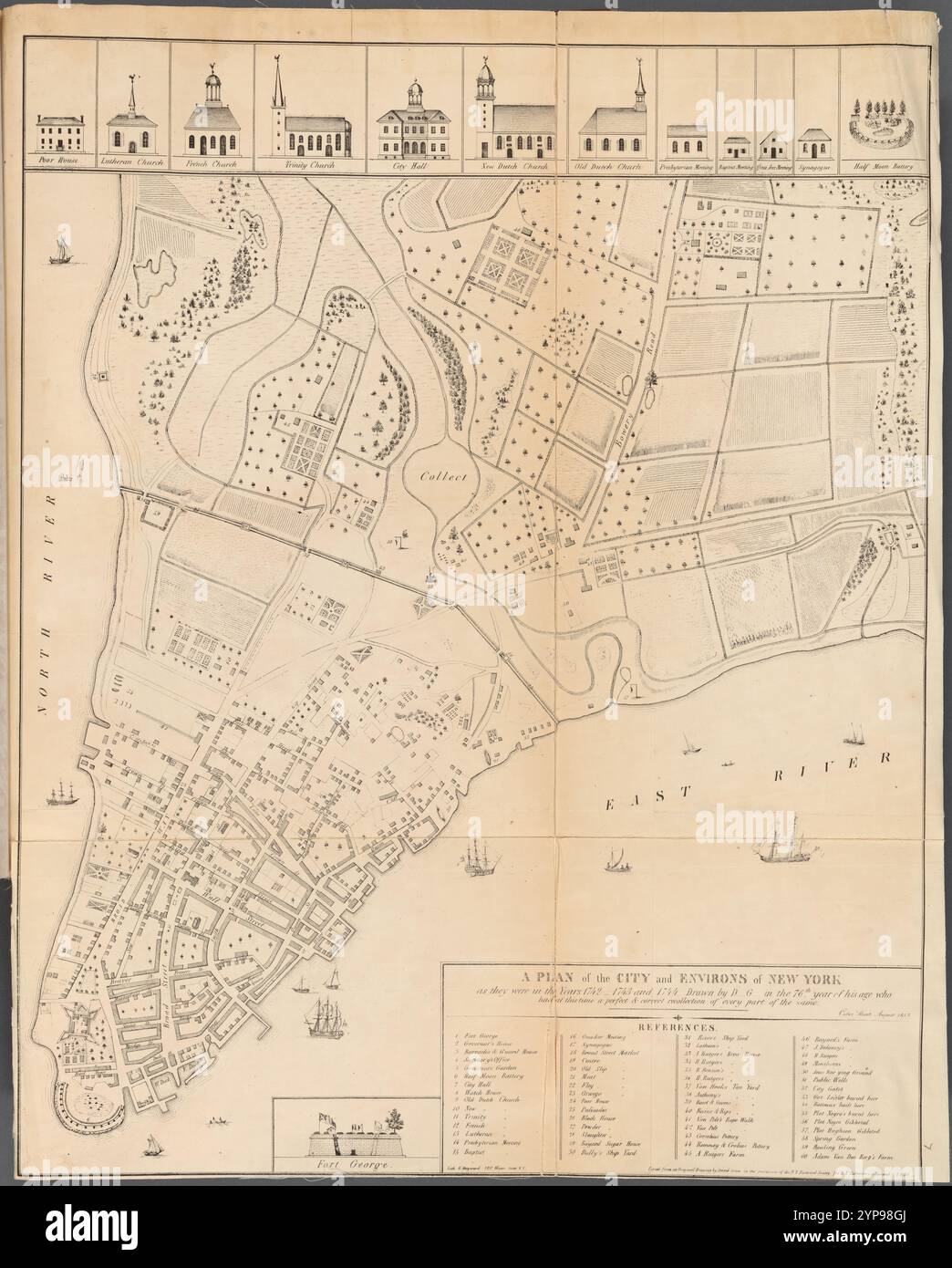 A Plan of the City and Environs of New York as they were in the years ...