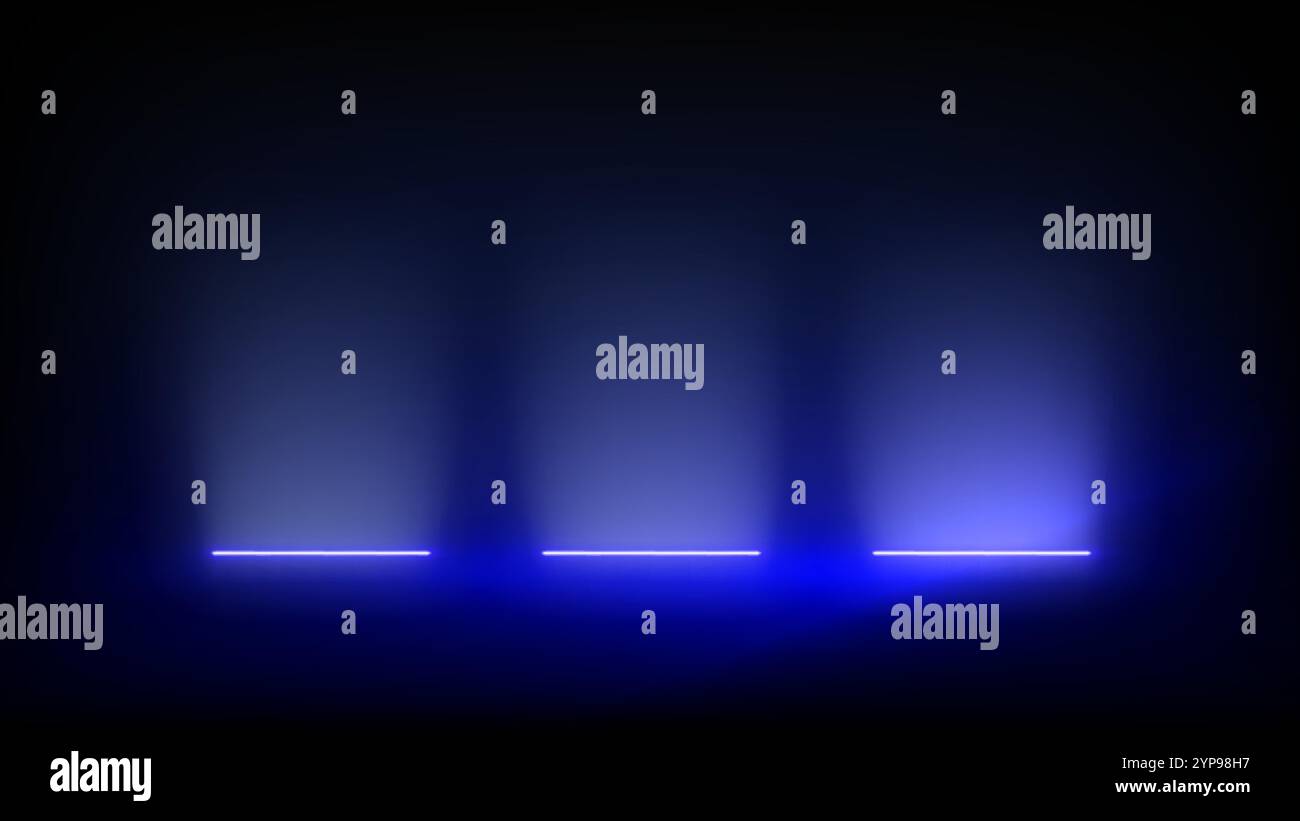 Studio interior, stage with neon, led lighting. Background. Modern blue ...