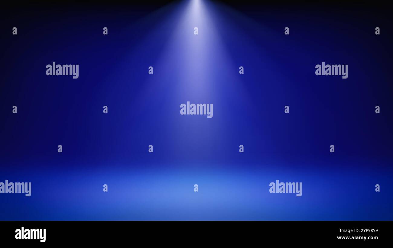 Spotlight blue stage background. Minimalist interior studio room ...