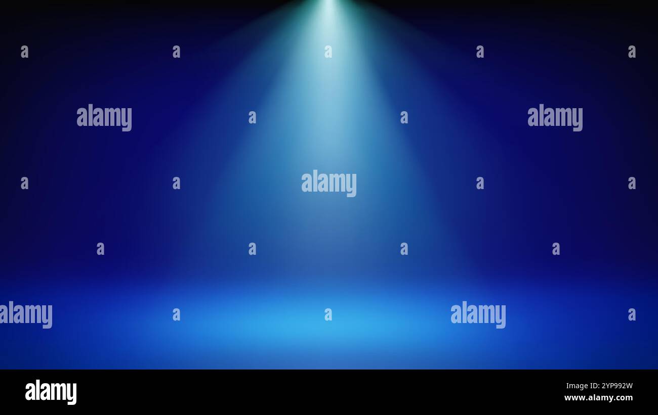 Spotlight blue stage background. Minimalist interior studio room ...