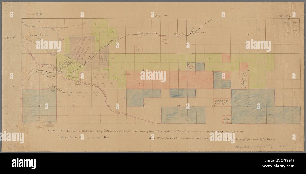 Map showing lands of the Iron Cliffs Co.'s and other iron mines company ...