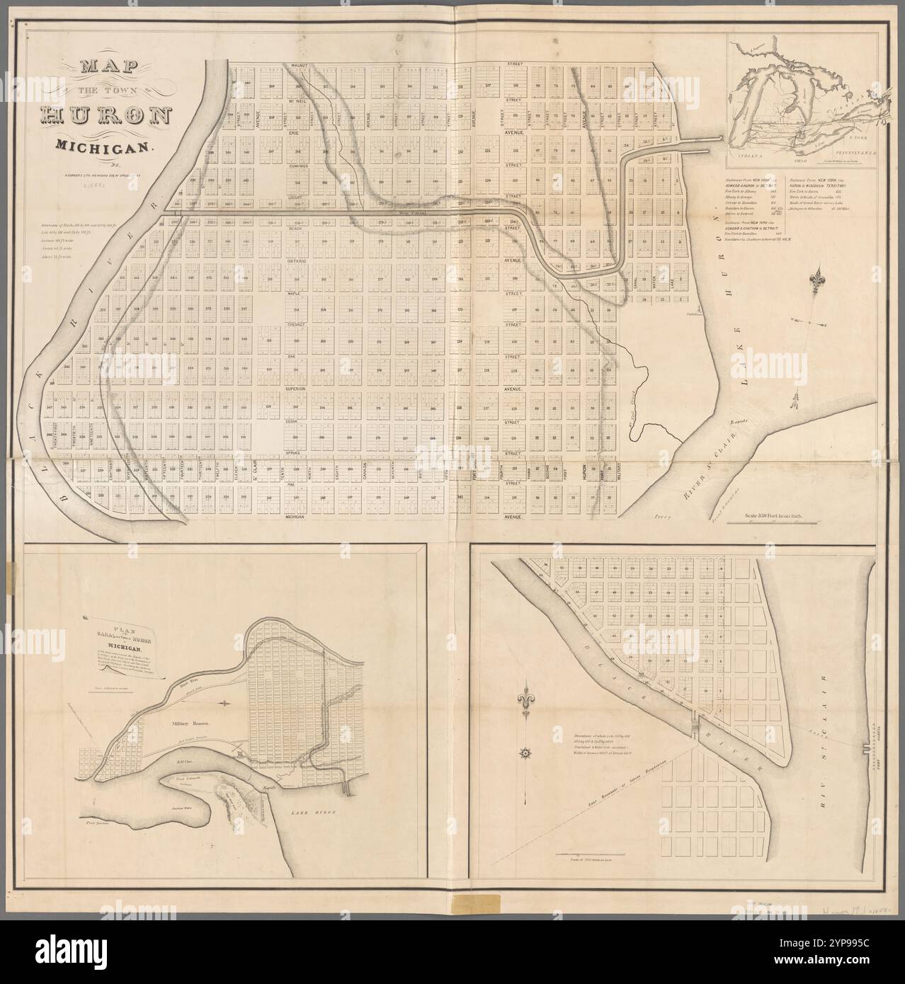 Map of the town of Huron, Michigan 1858 Stock Photo - Alamy