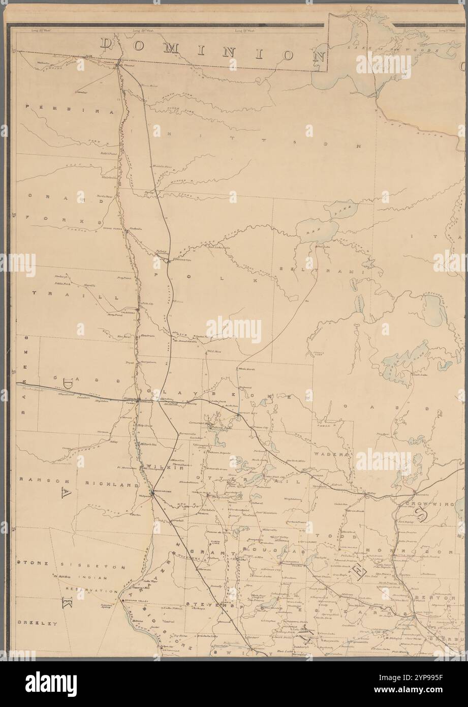 Post route map of the state of Minnesota, with adjacent parts of Iowa ...