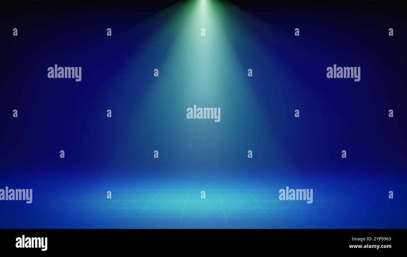 Spotlight blue stage background. Minimalist interior studio room ...