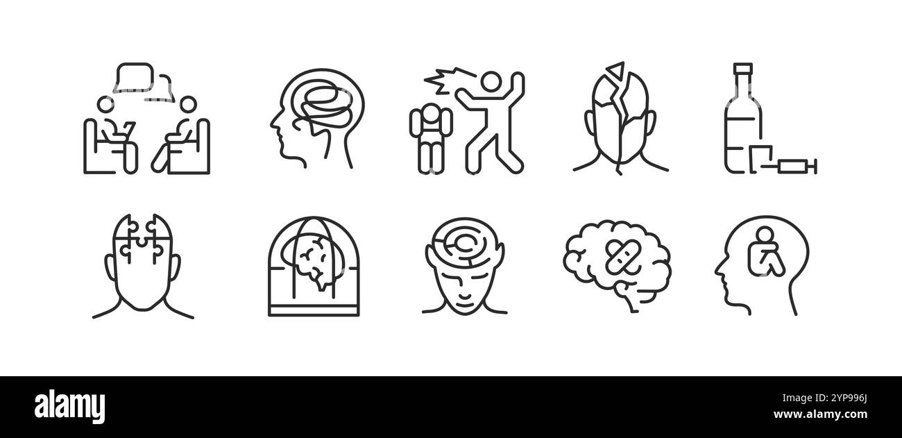 Psychological Dysfunction Icon Set Stock Vector Image & Art - Alamy