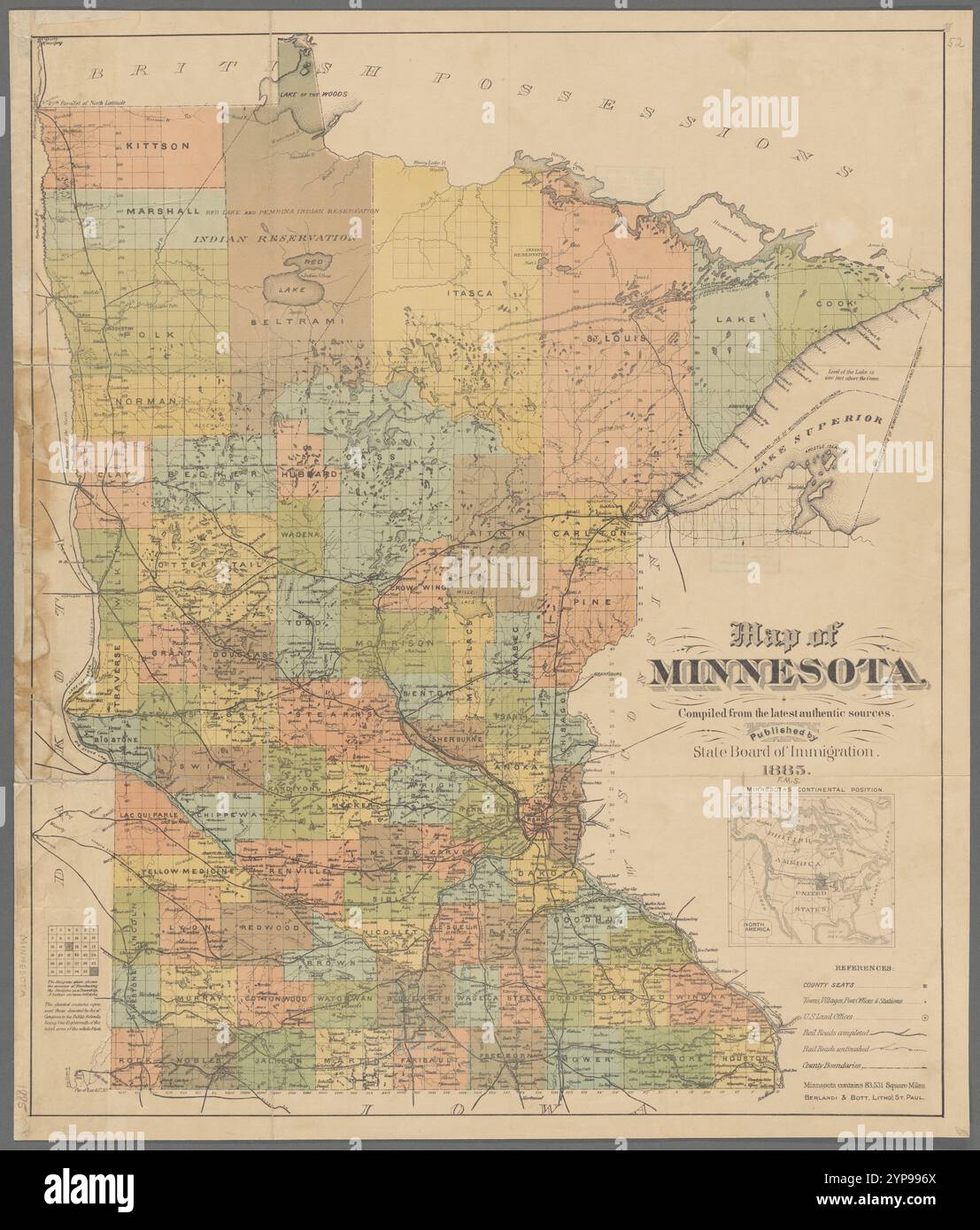 Map of Minnesota : compiled from the latest authentic sources 1885 by ...