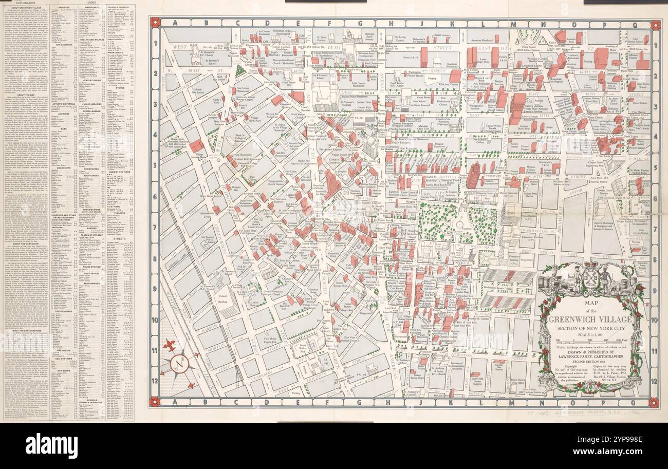 Map of the Greenwich Village section of New York City. 1961 by Fahey ...