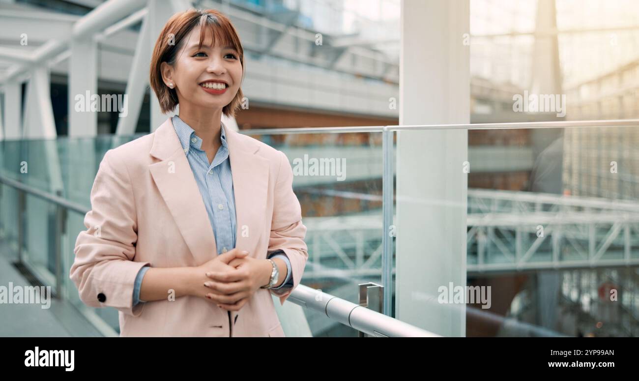 Japanese, business and woman with smile for architecture, interior ...